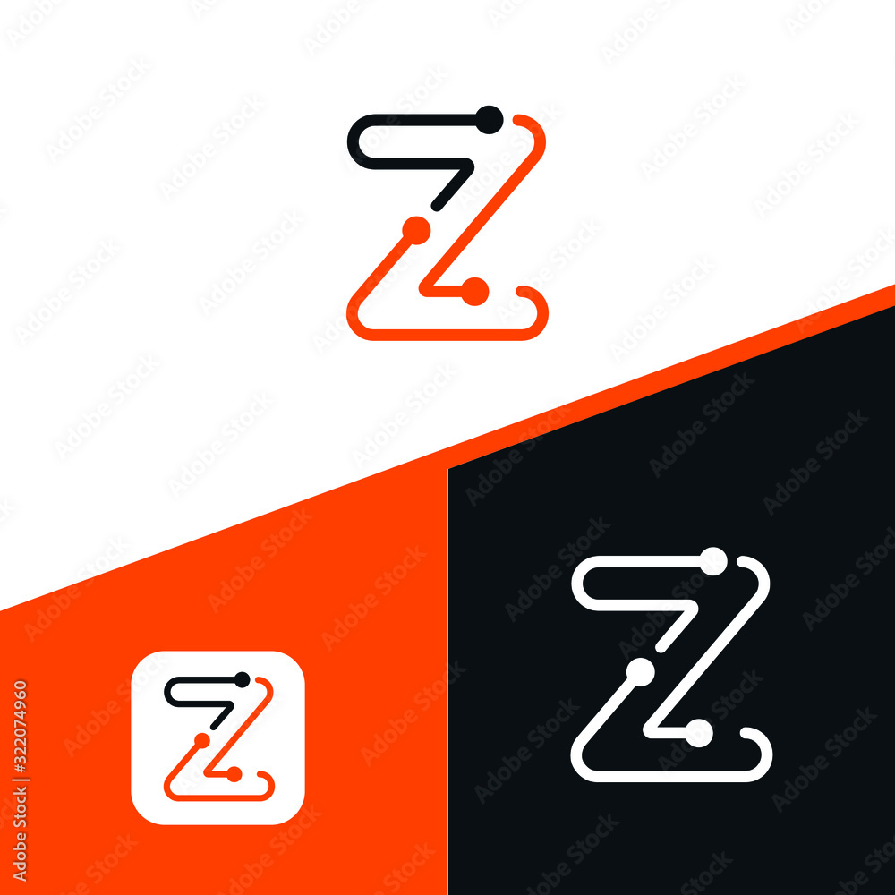 Letter Z logo Design,Technology and digital dot connection logo vector ...