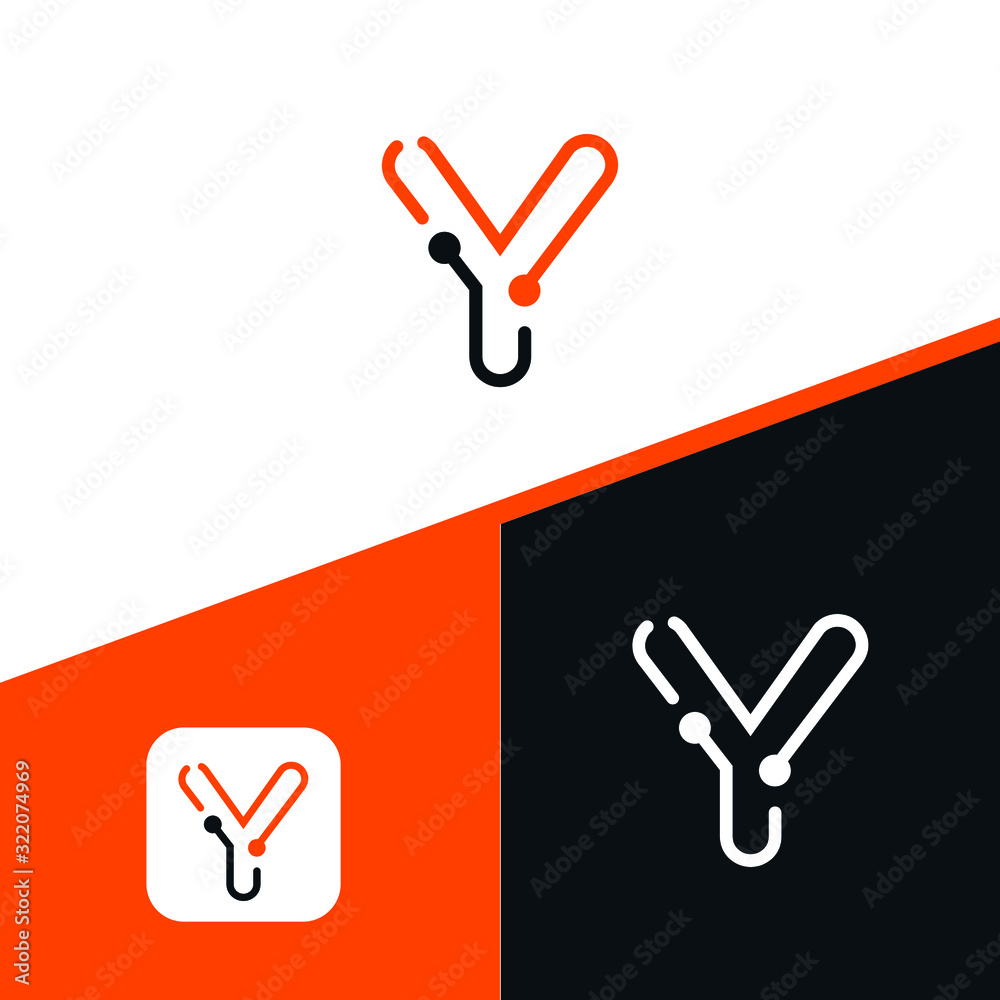Letter Y logo Design,Technology and digital dot connection logo vector ...