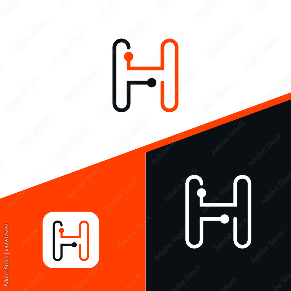 Letter H logo Design,Technology and digital dot connection logo vector ...