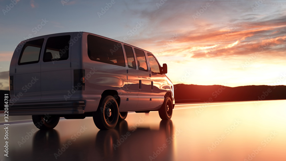 Delivery van is drive fast on the highway to deliver. Transports ...