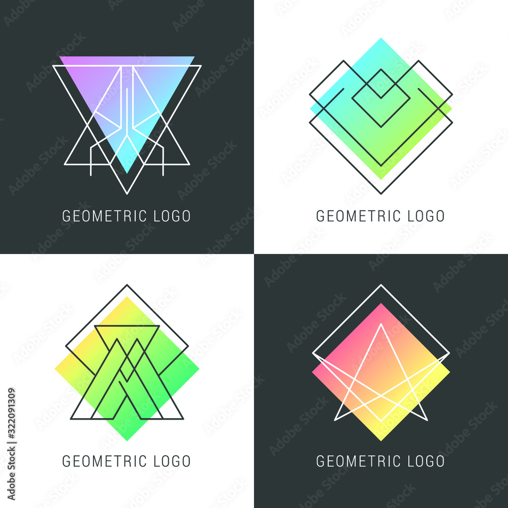 Vector abstract logo design template in trendy linear minimal style ...