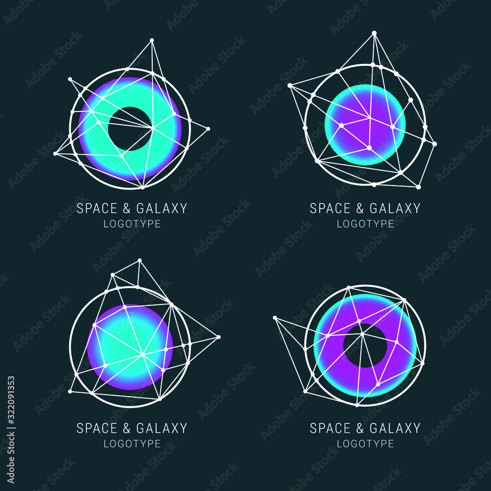 Space and Galaxy Vector abstract logo design template in trendy linear ...