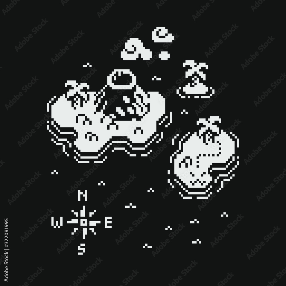 Vetor de Island, Treasure map, small islands with volcano and palm ...