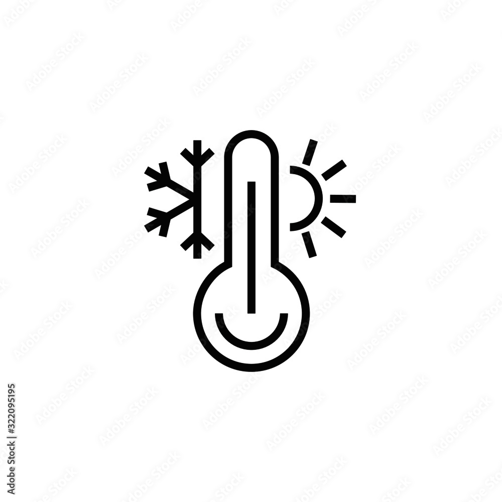 Weather thermometer line icon. Temperature climate linear sunny and ...