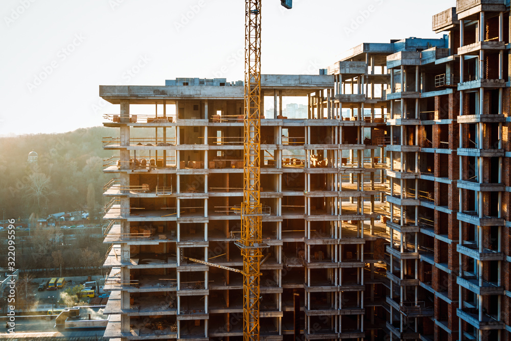 Construction of a high-rise building. Construction site in the city ...