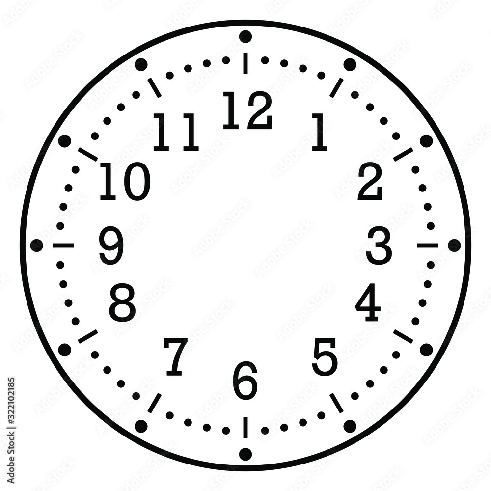 Clock face for house, alarm, table, kitchen, wall, wristwatch or ...