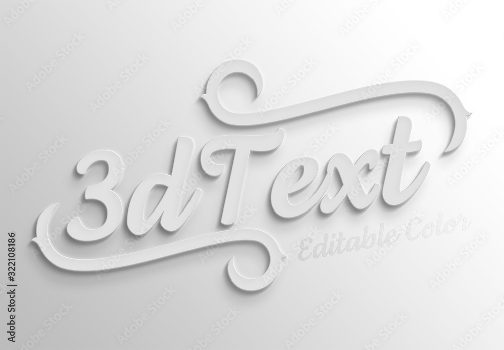 Simple White 3D Text Effect Mockup Stock Template | Adobe Stock