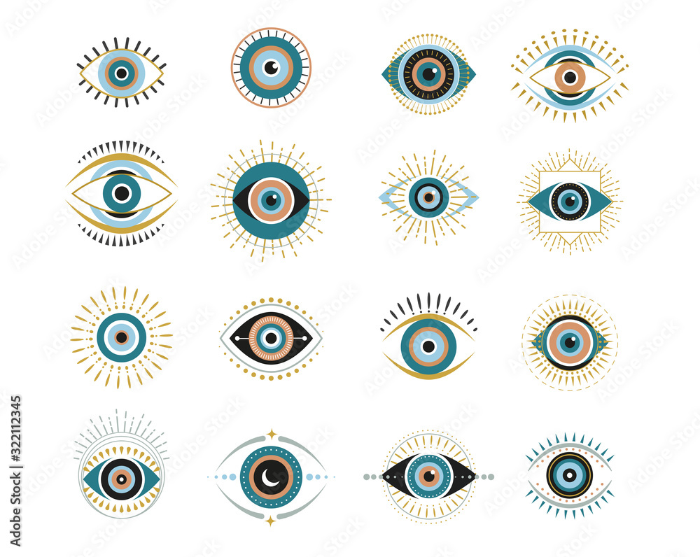Evil eyes collection. Contemporary modern, trendy vector illustrations ...