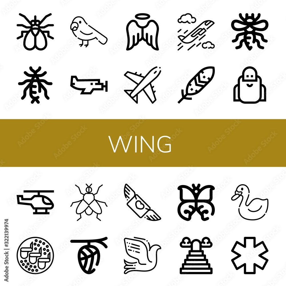 wing simple icons set Stock Vector | Adobe Stock