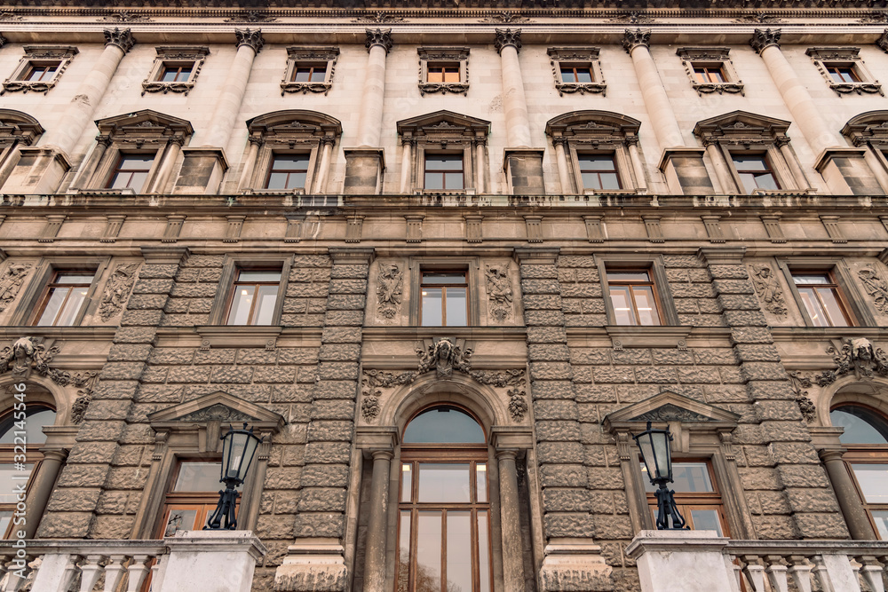 European palace architecture exterior facade building stone wall and ...