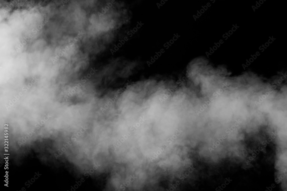 Isolated white fog on the black background, smoky effect for photos and ...