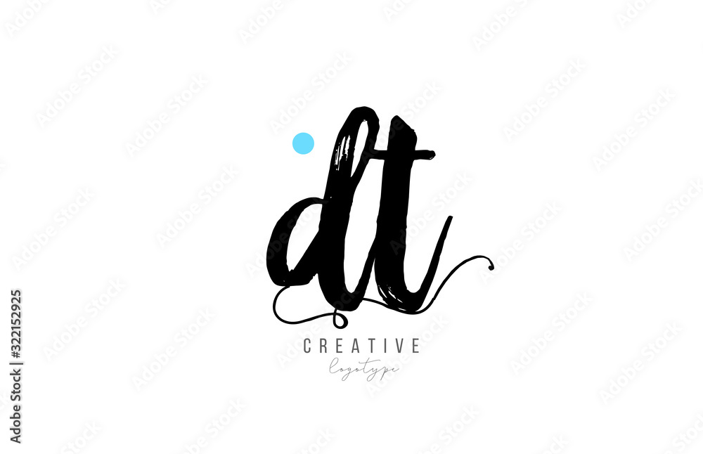 dt d t vintage letter alphabet combination logo icon handwritten design ...