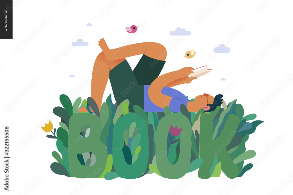 World Book Day graphics, grass -book week events. Modern flat vector ...
