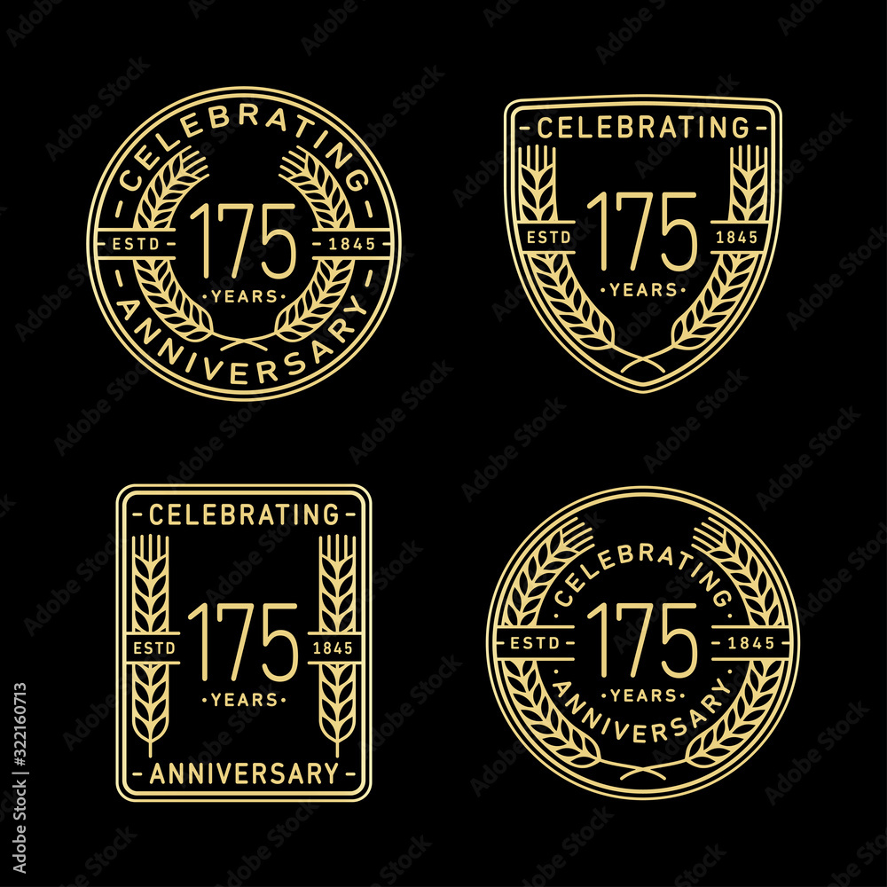 175 years anniversary celebration logotype. 175th anniversary logo collection. Set of ...