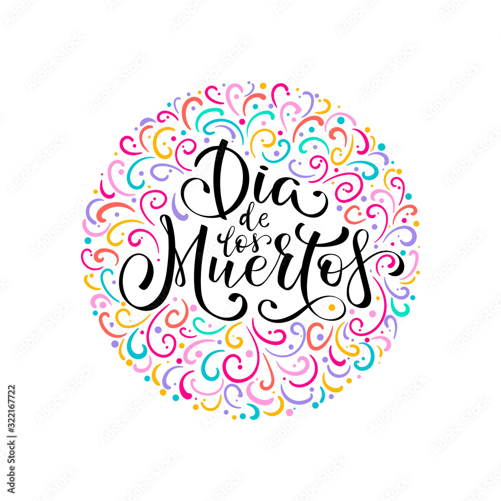 Dia de Muertos, day of the Dead spanish text lettering Stock Vector ...