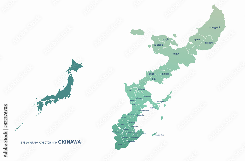 graphic vector map of japan map. okinawa map. hokkaido map. Stock ...
