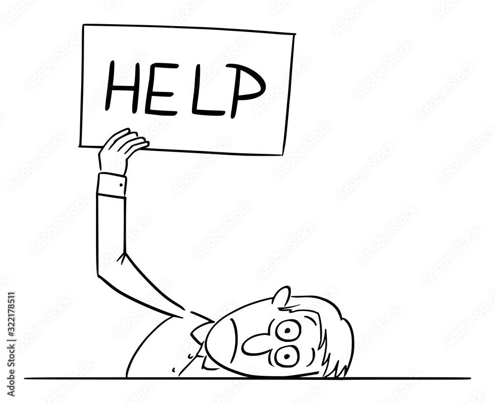 Vector funny comic cartoon drawing of sick, depressed or frustrated or ...