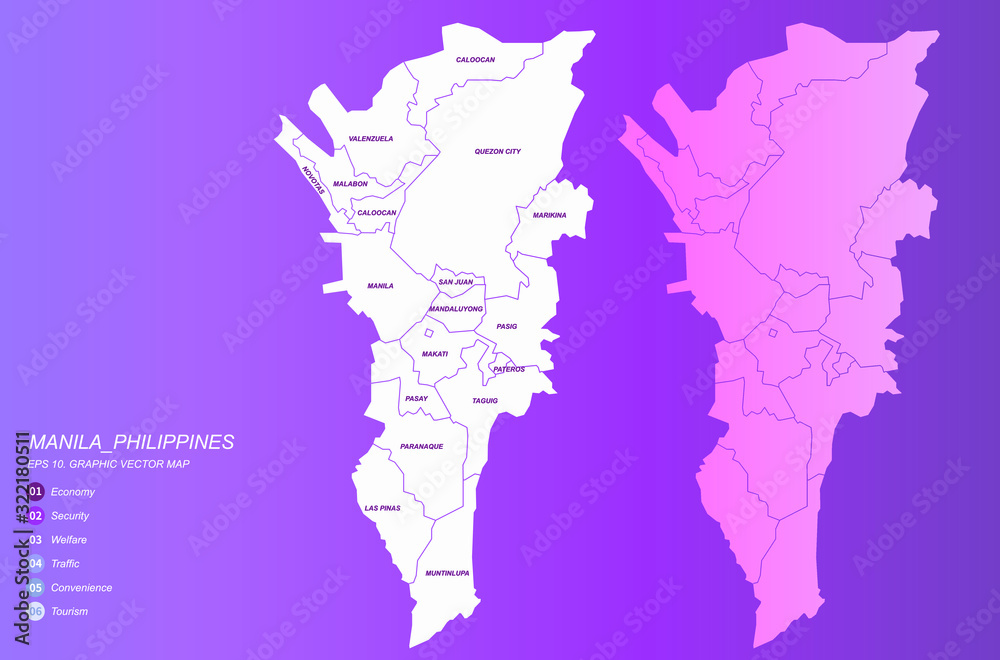 graphic vector map of manila. philippine map. south asia country. Stock ...