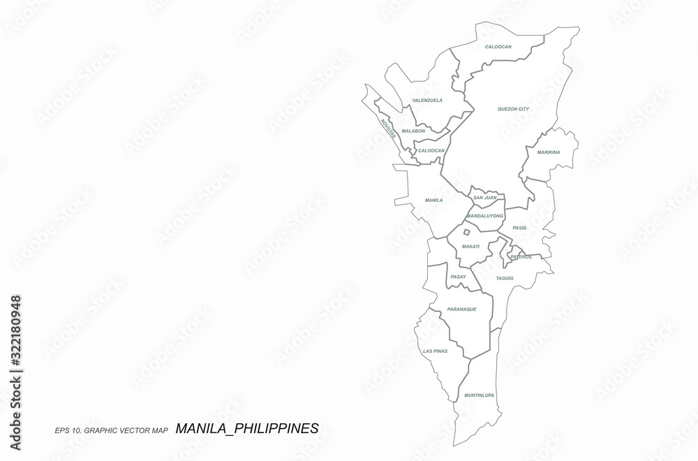 graphic vector map of manila. philippine map. south asia country. Stock ...