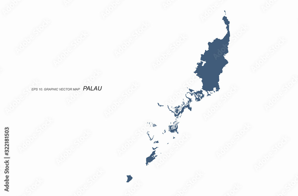 graphic vector map of palau island. palau map. asia country map Stock ...