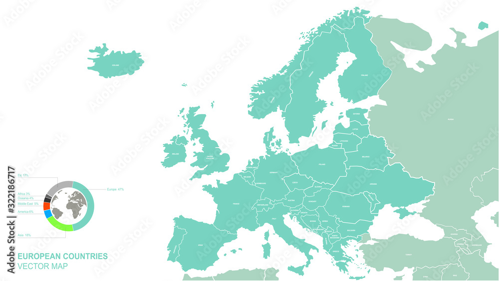 countries design vector of europe map. world map. eu map infographic ...