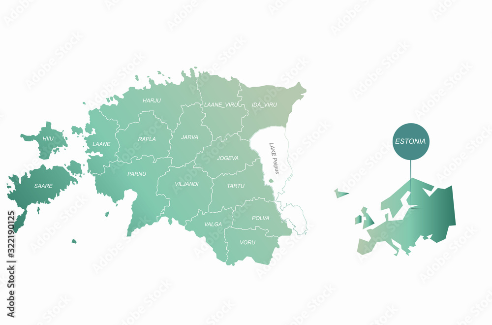 detailed vector of estonia map. europe country map. eu infographic map ...