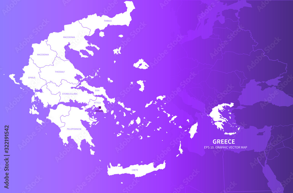 greece map. high quality greece vector map of world. europe countries ...