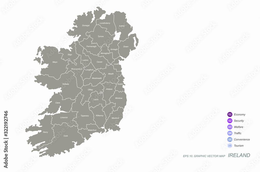 graphic vector of ireland map. infographic ireland map. europe country ...