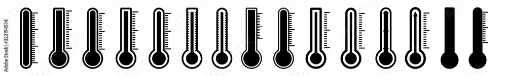 Thermometer Icon Black | Temperature Scale Symbol | Instrument Logo ...
