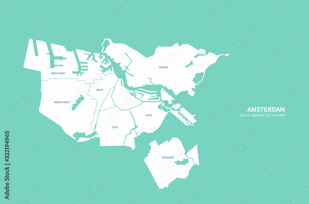 graphic vector map of amsterdam. map of netherland state in europe ...