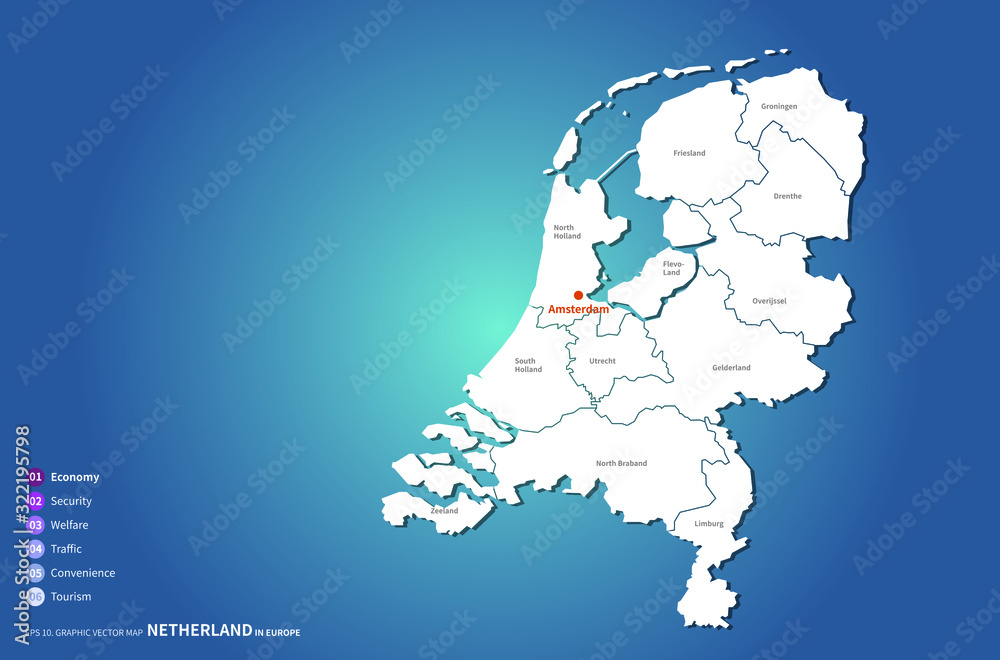 graphic vector map of amsterdam. map of netherland state in europe ...