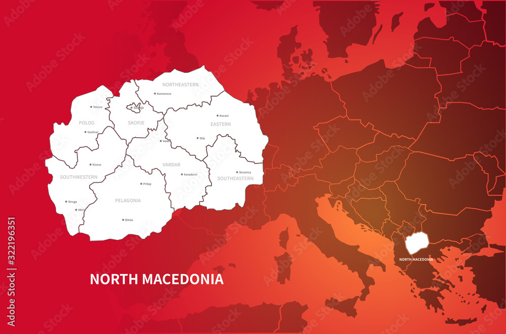 graphic vector map of north macedonia. north macedonia map. eu country ...