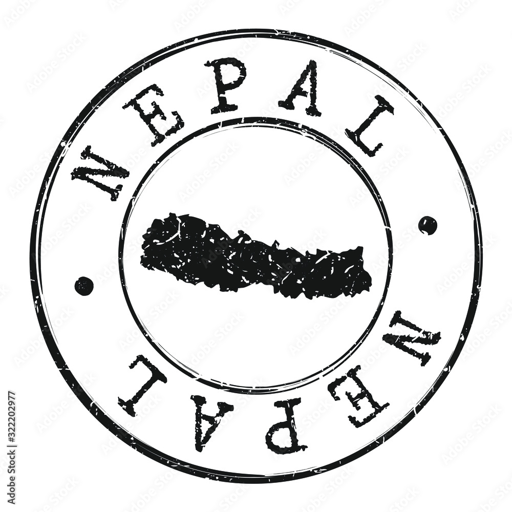 Nepal Silhouette Map. Postal Passport Stamp Round Vector Icon. Stock ...