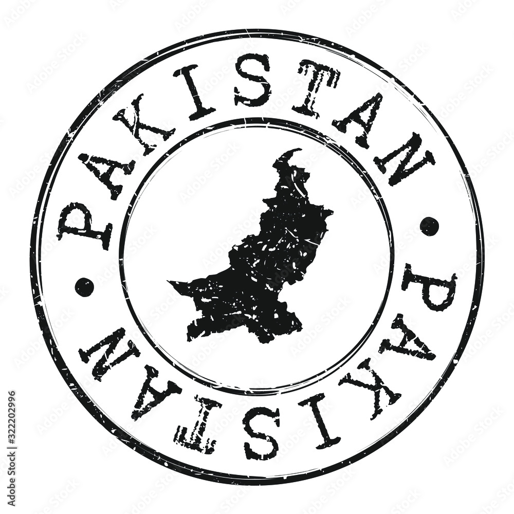 Pakistan Silhouette Map. Postal Passport Stamp Round Vector Icon. Stock ...