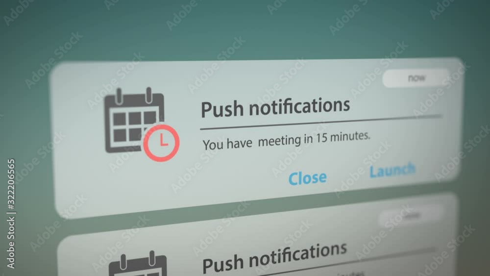 Push Notification with Meeting Reminder on Smart Phone. Seamless Loops ...