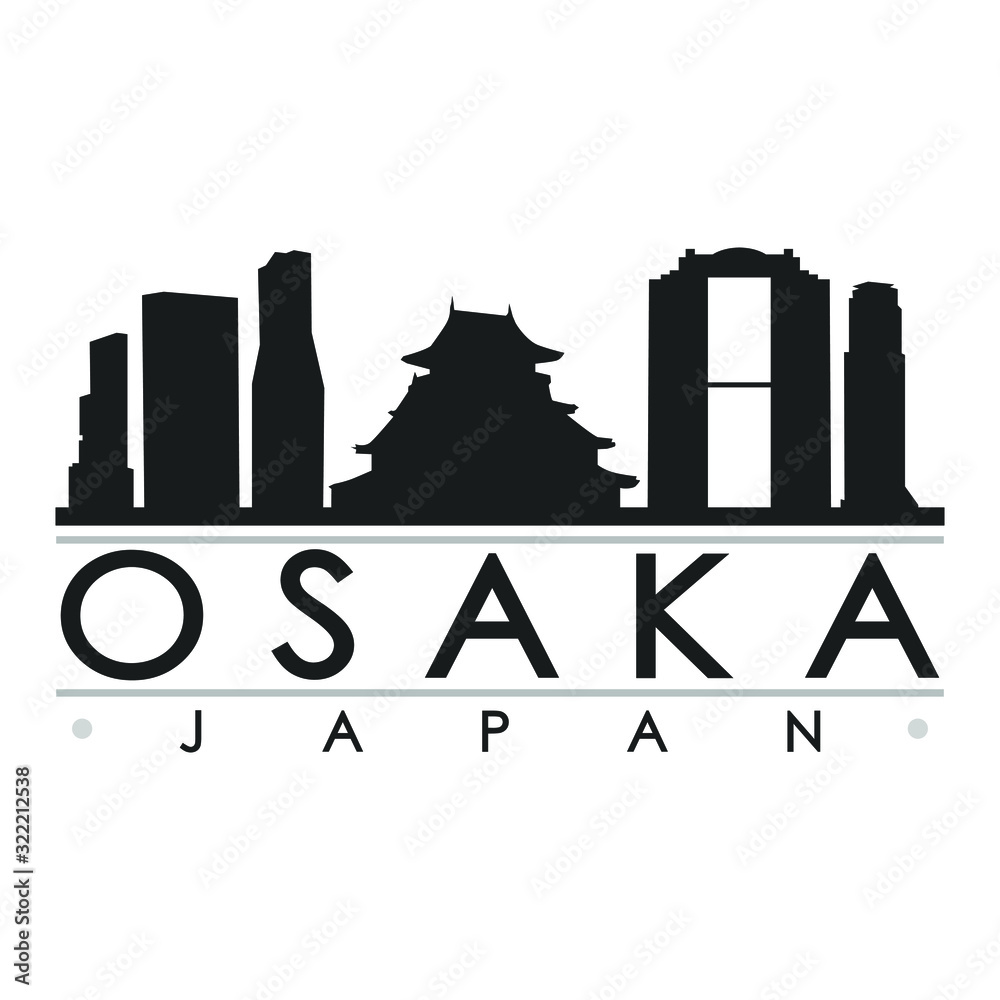 Osaka Skyline Silhouette. Design City Vector Art. Landmark Logo Cut ...