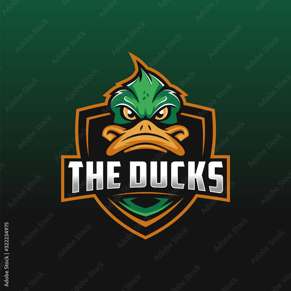 The Ducks epsort logo design illustration, Duck mascot logo design for ...