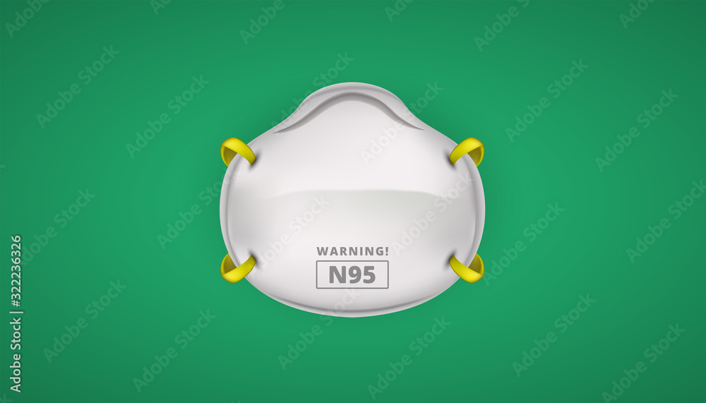 n95 face mask protection safety for Coronaviruses 3d realistic vector ...