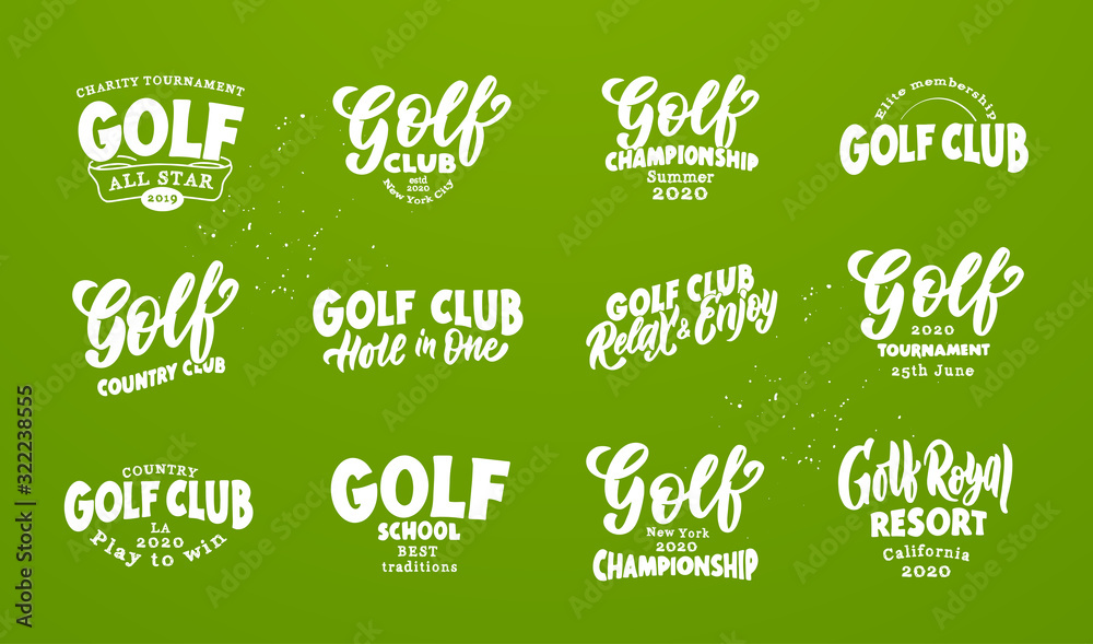 Set of vintage Golf phrases. White emblem, badges, templates and ...