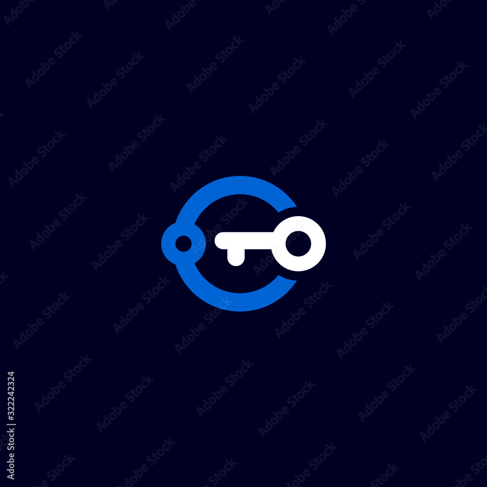 key logo connected dots inside circle Stock Vector | Adobe Stock