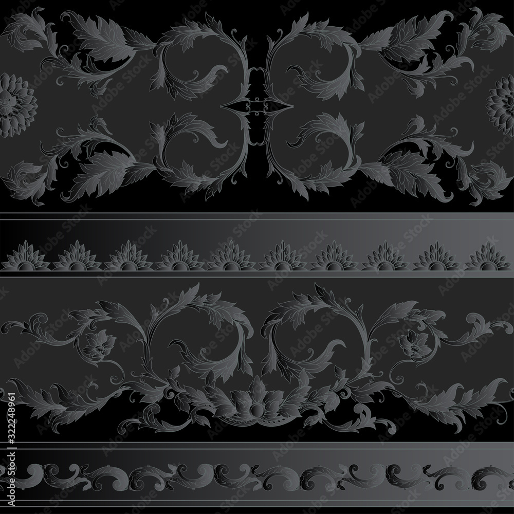 Seamless pattern, background In baroque, rococo, victorian, renaissance ...