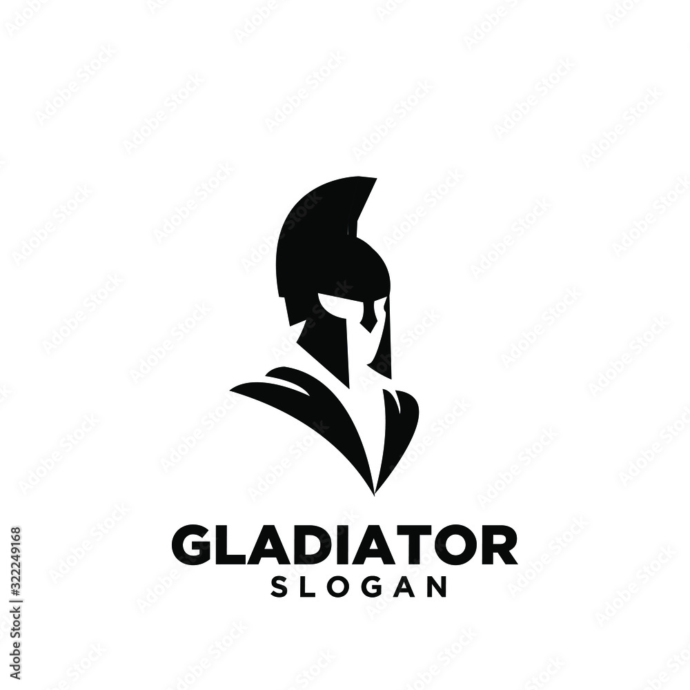 Gladiator Head Logo Spartan Helmet, Gladiator Logo Template Vector