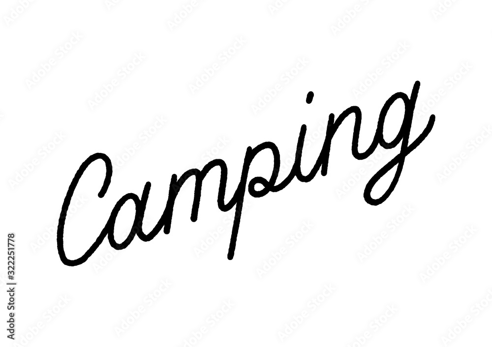 Camping hand lettering on white background. Stock Vector | Adobe Stock