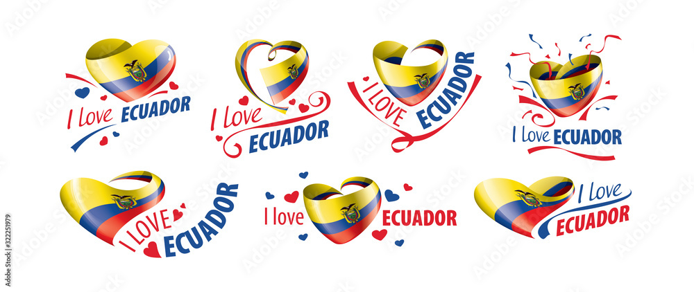 National flag of the Ecuador in the shape of a heart and the ...