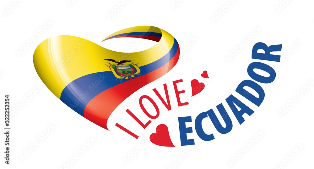 National flag of the Ecuador in the shape of a heart and the ...