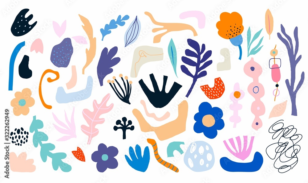 Abstract collection with cut out organic shapes, trendy design ...