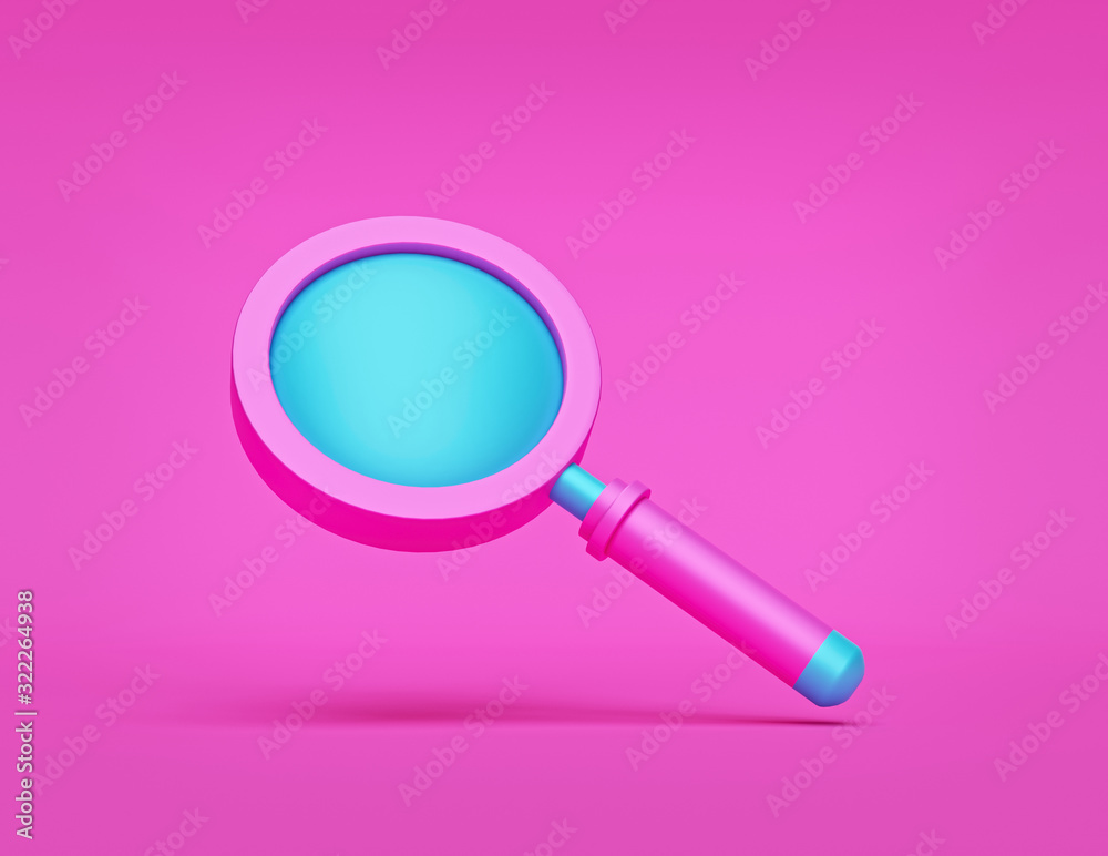 magnifying glass on pink background. search, find and discover concept ...