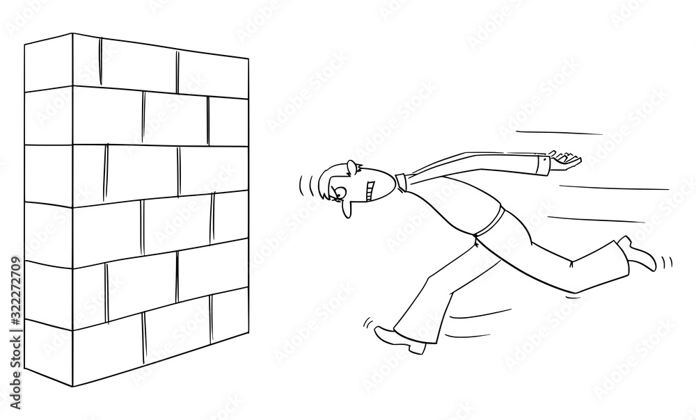 Vector funny comic cartoon drawing of headstrong man or businessman ...