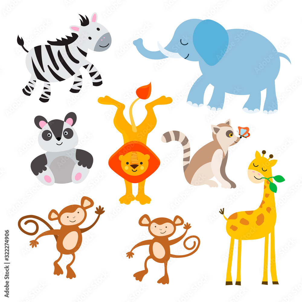 Set Of Jungle Animals For The Design Of Childrens Posters Game Win set-of-jungle-animals-for-the-design-of-childrens-posters-game-win