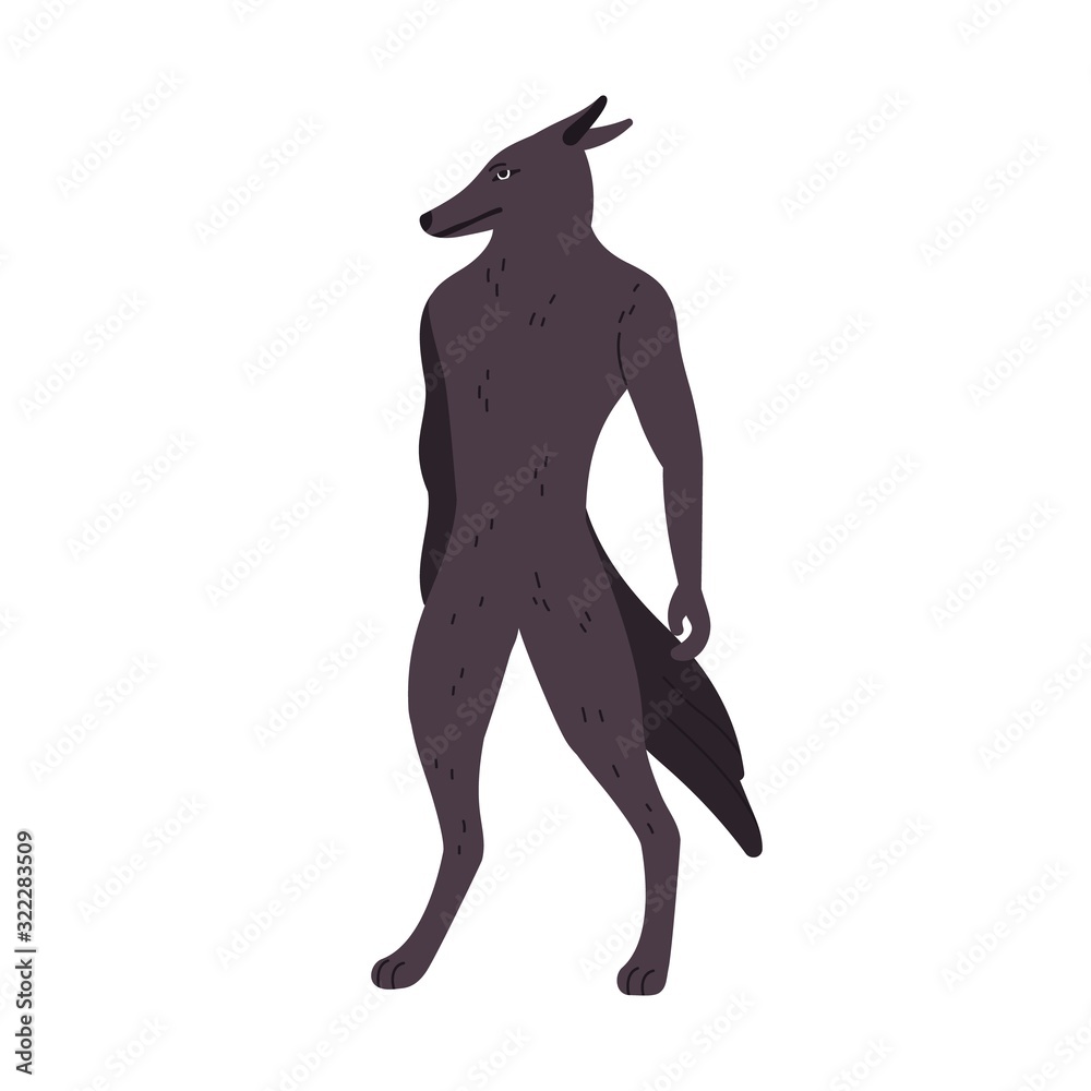 Ancient mythology fantasy creature werewolf vector flat illustration ...